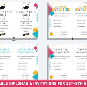 Editable 6th Grade Certificate, 1st to 8th Grade Diploma, Certificate ...