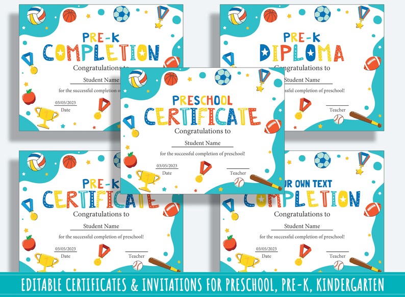 Editable Sports Awards Completion Certificates Diplomas and - Etsy