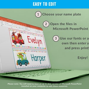 Student Desk Plates 30 Printable/editable Car and Truck Classroom Name ...