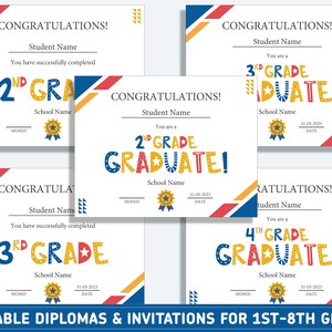 Editable 4th Grade Awards, 1st to 8th Grade Diploma, Certificate of ...