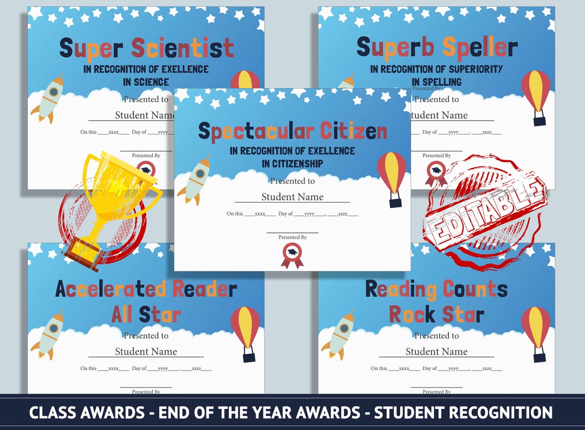 26 Editable Student Awards End of the Year Classroom Awards - Etsy