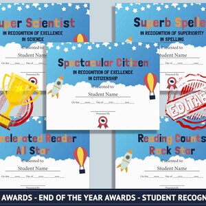 26 Editable Student Awards, End of the Year Classroom Awards - Student ...