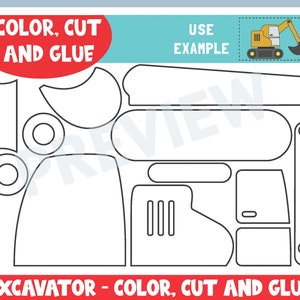 Excavator Craft Activity - Color, Cut, and Glue for Prek to 2nd Grade ...