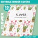 10 Editable Flower Binder Covers, Includes 1, 1.5, 2" Spines, Available ...