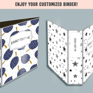 Leaves, Geometric, Monochrome Binder Cover, 10 Printable/editable ...