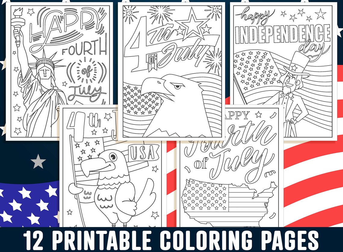 Fourth of July Coloring Pages 4th of July Coloring Book for - Etsy