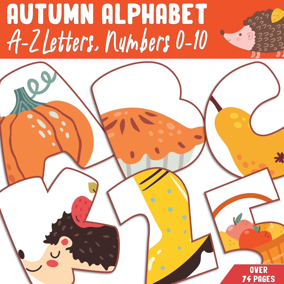 Autumn Alphabet, Fall Bulletin Board Letters A-Z, Numbers 0-10, 1 and 2 ...