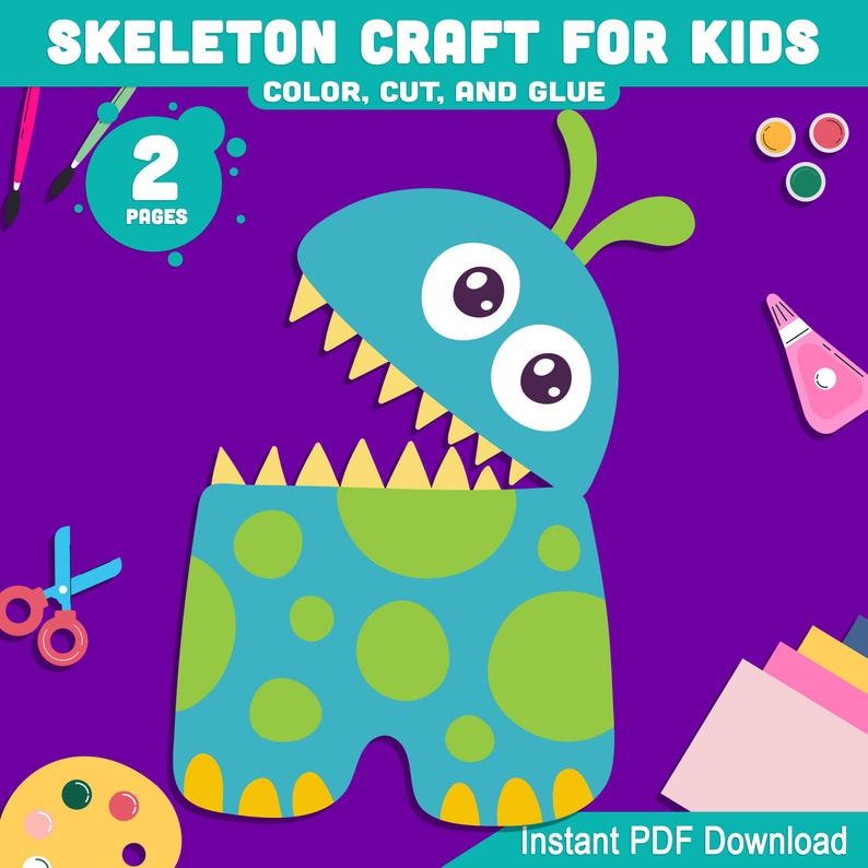 Cute Monster Paper Craft: Fun Color, Cut and Glue Activity for Kids ...