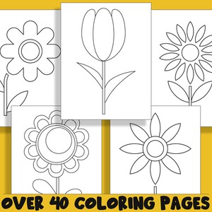 Spring Flowers Coloring Book, 40 Printable Coloring Pages for Kids a ...