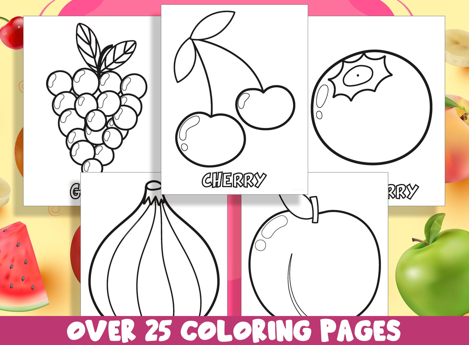 Fruit Coloring Pages, 25 Printable Fruit Coloring Pages for Preschool ...