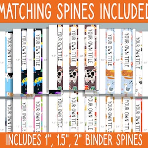 10 Editable Farm Animal Binder Covers, Includes 1, 1.5, 2" Spines ...