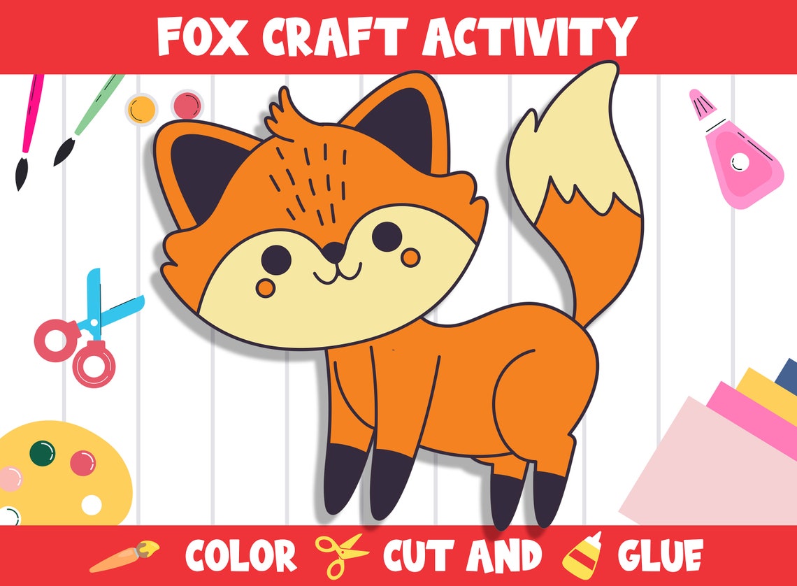Cute Fox Craft Activity Color Cut and Glue for Prek to 2nd - Etsy