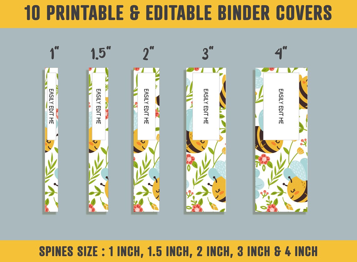Honey Bee Binder Cover 10 Printable & Editable Binder Covers - Etsy