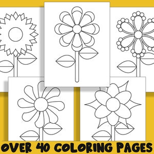 Spring Flowers Coloring Book, 40 Printable Coloring Pages for Kids a ...