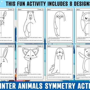 Winter Animals Symmetry Worksheet, Arctic Animals Theme Lines of ...