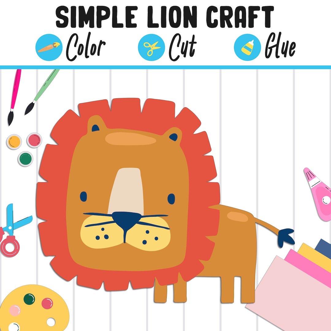 Simple Lion Craft for Kids : Color, Cut, and Glue, a Fun Activity for ...