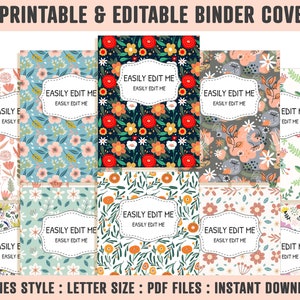 Floral Binder Cover Template, 10 Printable & Editable Binder Covers ...