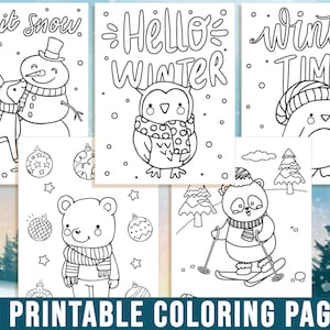 Hello Winter Coloring Pages for Kids – Santa, Christmas Trees, Snowy ...