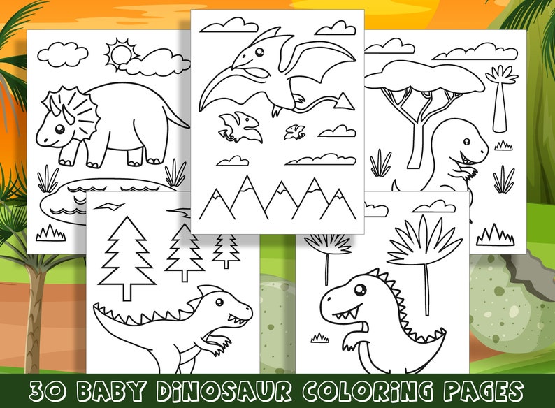 Roar Into Fun With 30 Baby Dinosaur Coloring Pages for - Etsy