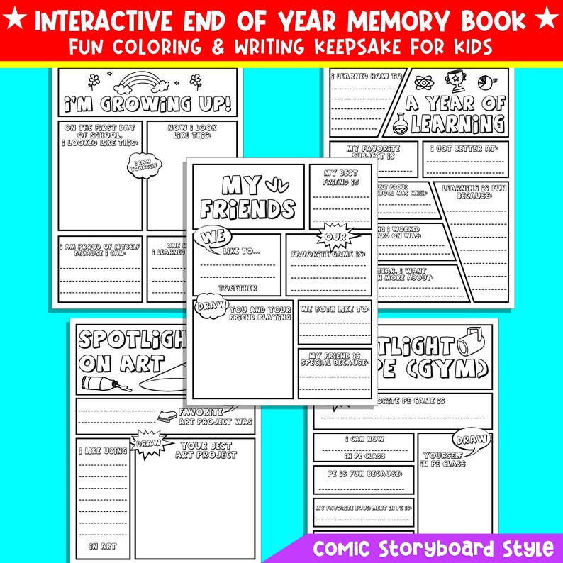 Sixth Grade (6th Grade) End of the Year Memory Book, Fun Comic Writing ...