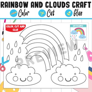 Rainbow and Clouds Craft for Kids: Color, Cut, and Glue, a Fun Activity ...