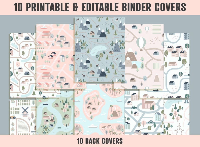 Adventure Binder Cover, 10 Printable & Editable Binder Covers Spines ...