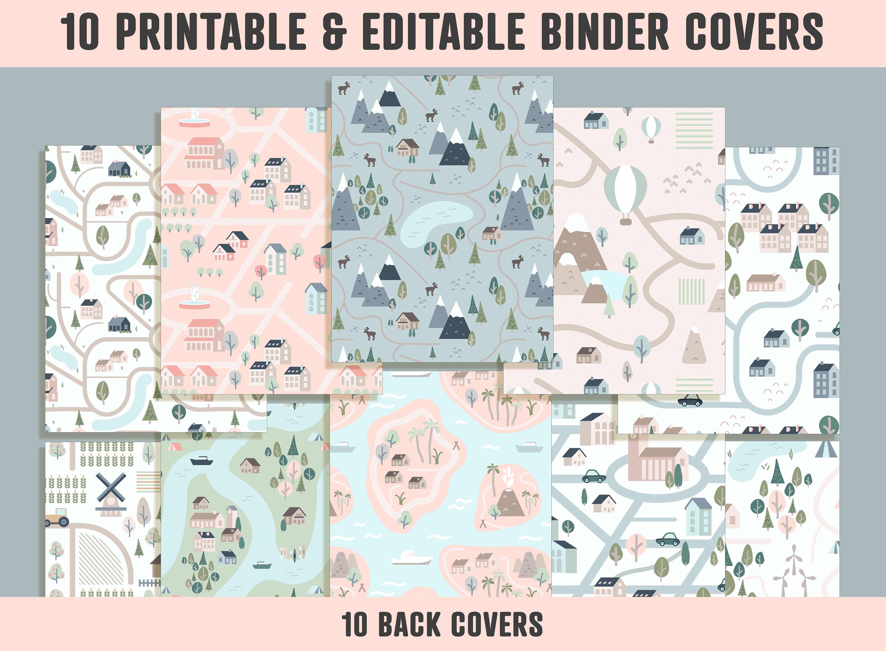 Adventure Binder Cover, 10 Printable & Editable Binder Covers Spines ...