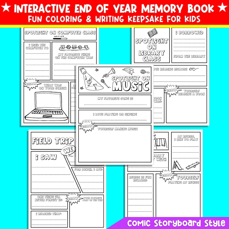 Sixth Grade (6th Grade) End of the Year Memory Book, Fun Comic Writing ...