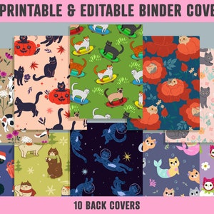 Cute Cats Binder Cover, 10 Printable/editable Binder Covers+spines ...