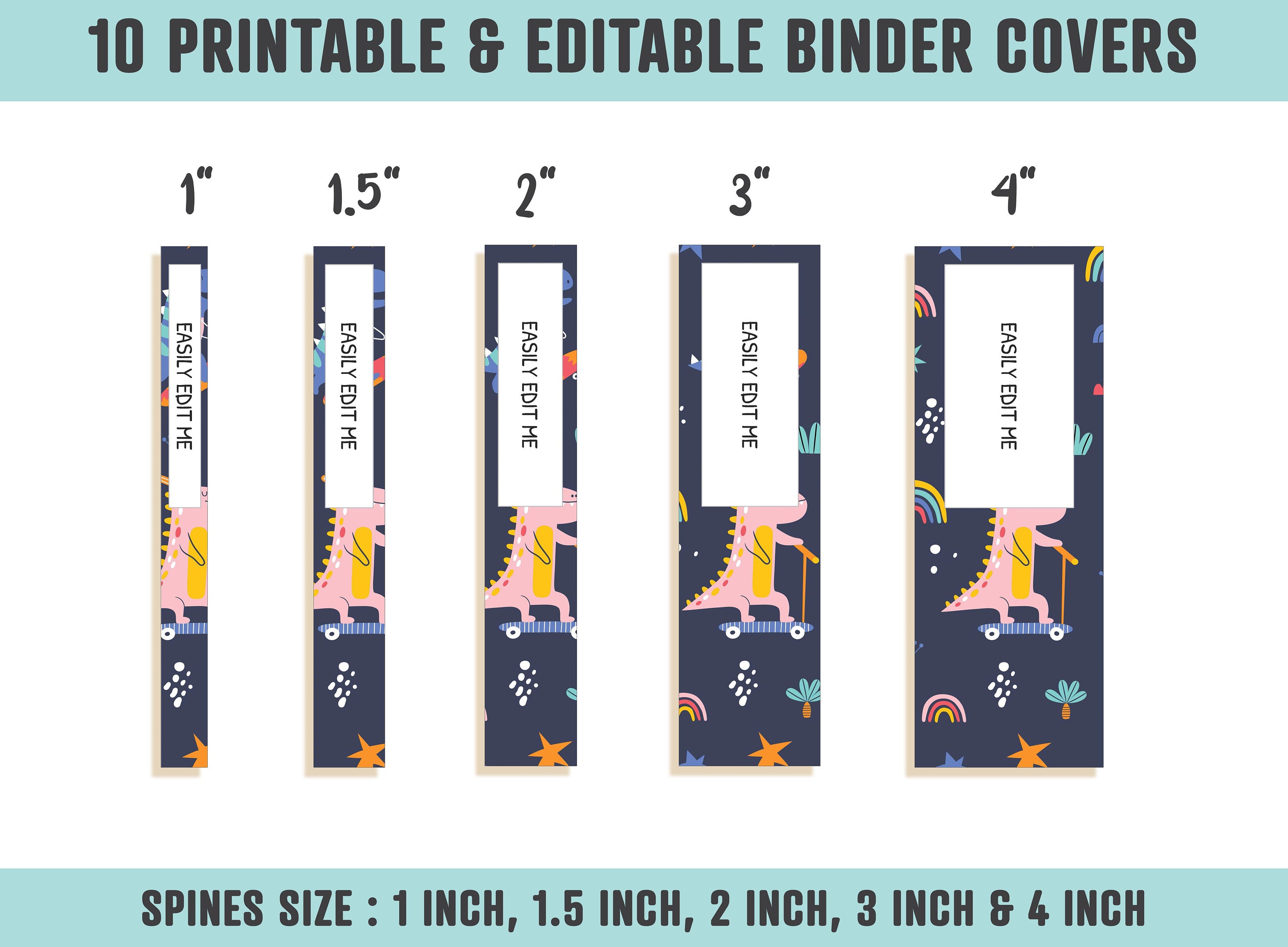 Binder Cover Personalized, 10 Printable/editable Covers Spines, Binder ...