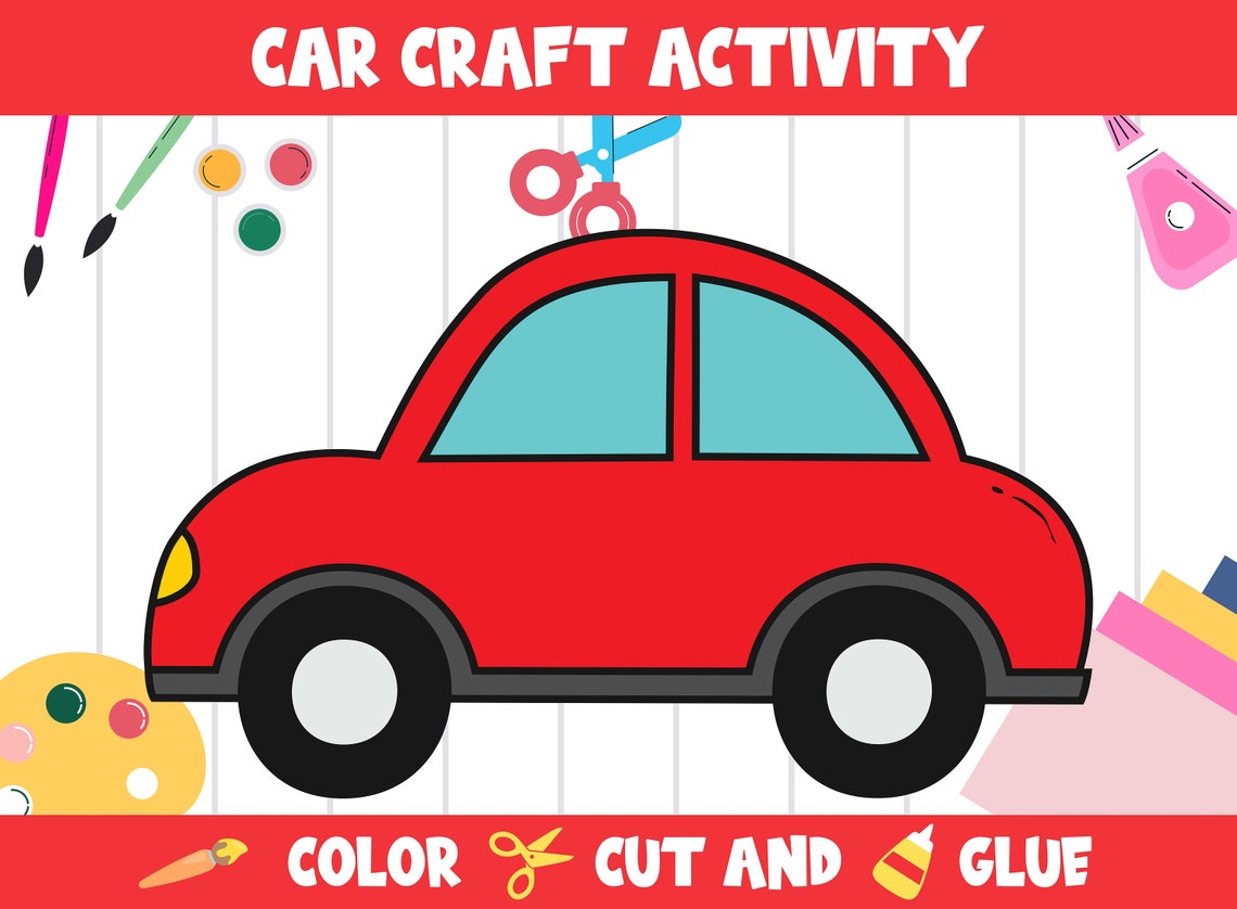 Car Craft Activity Color, Cut, and Glue for Prek to 2nd Grade, PDF File ...