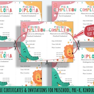 Diploma, Certificate, and Invitation Template for Kids With Animals ...