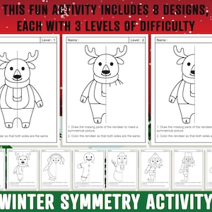 Winter Symmetry Worksheet, Christmas Theme Lines of Symmetry Activity ...