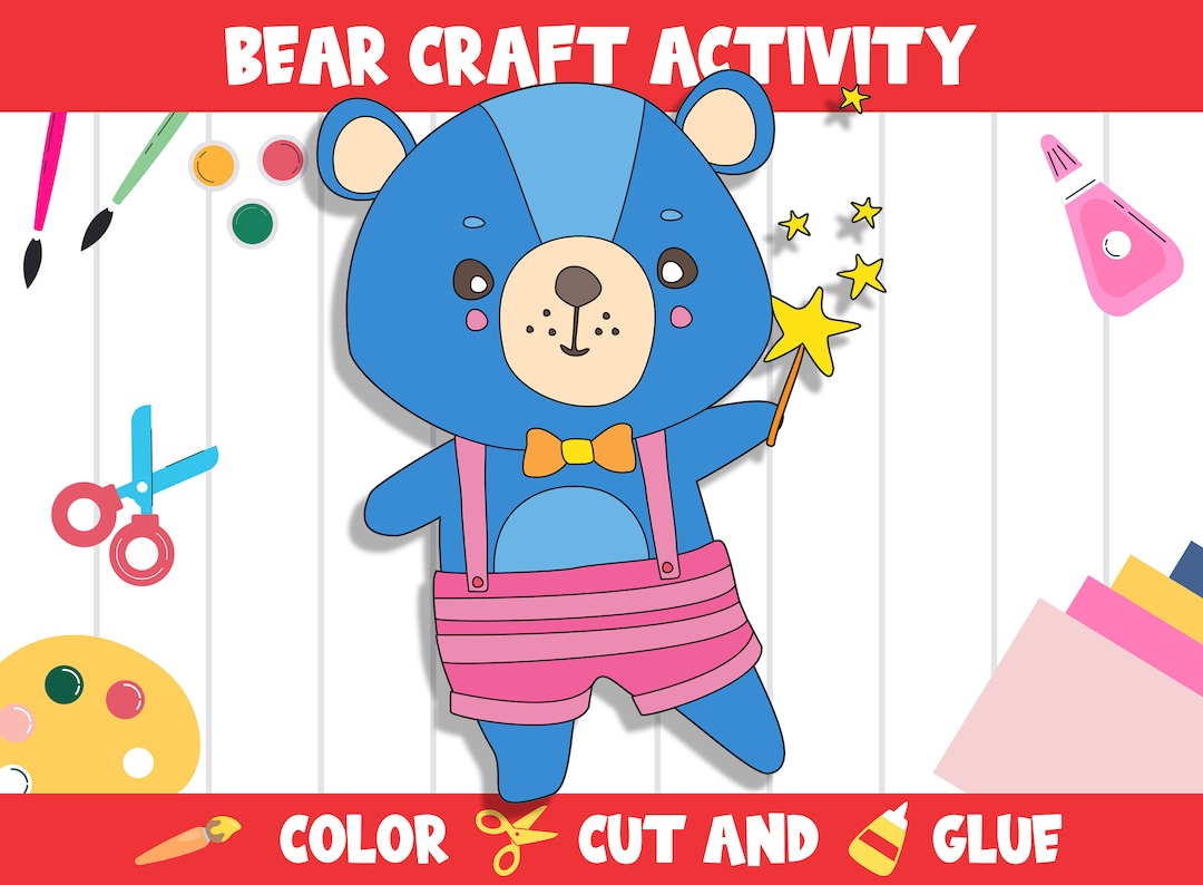 Cute Bear Craft Activity - Color, Cut, and Glue for Prek to 2nd Grade ...