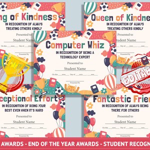 Editable Classroom Superlative Awards, End of the Year Classroom Awards ...
