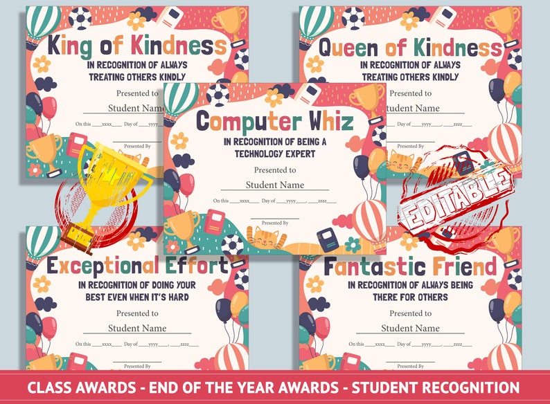 Editable Classroom Superlative Awards, End of the Year Classroom Awards ...
