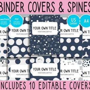 10 Editable Circles and Dots Binder Covers, Includes 1", 1.5", 2 ...