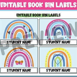 Editable Rainbow Book Bin Labels: 16 Customizable Designs for Perfect ...
