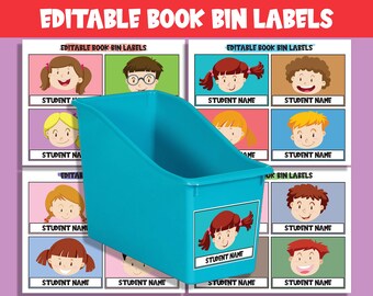 Cactus Book Bin Labels L Editable - Etsy