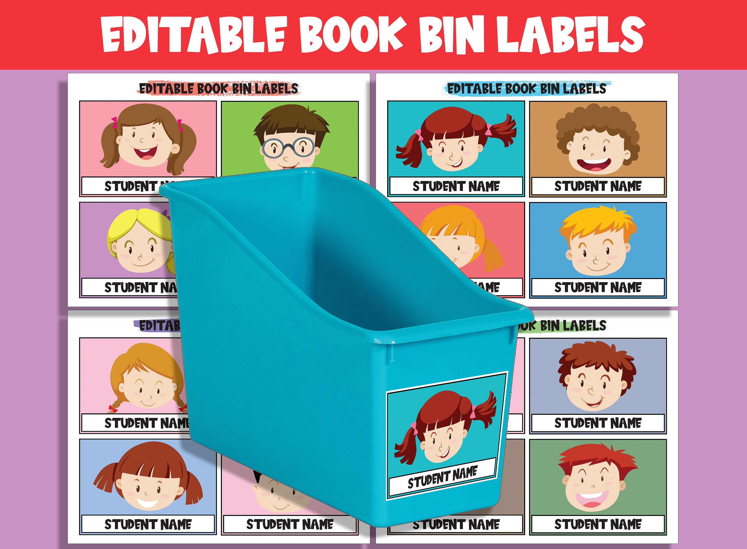 Editable Student Book Bin Labels: 16 Customizable Designs for Perfect ...