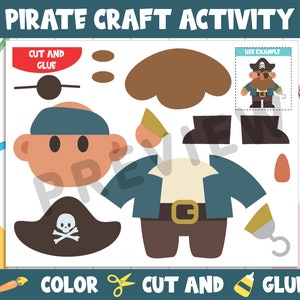 Pirate Craft Activity - Color, Cut, and Glue for Prek to 2nd Grade, PDF ...