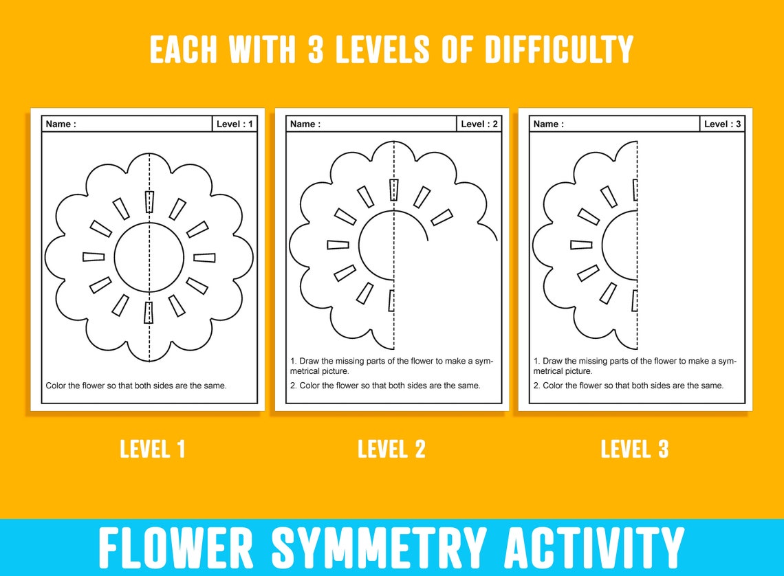 Flower Activities Lines of Symmetry Spring/summer Flower - Etsy