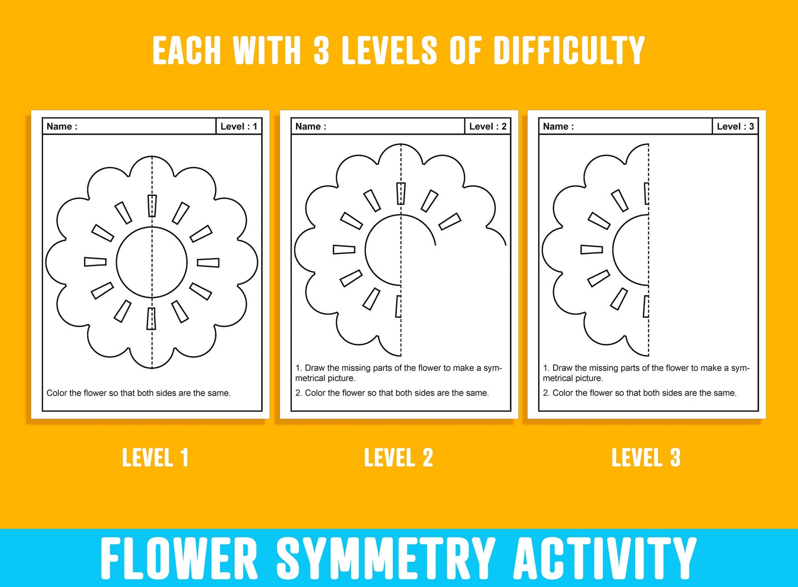 Flower Activities Lines of Symmetry Spring/summer Flower - Etsy