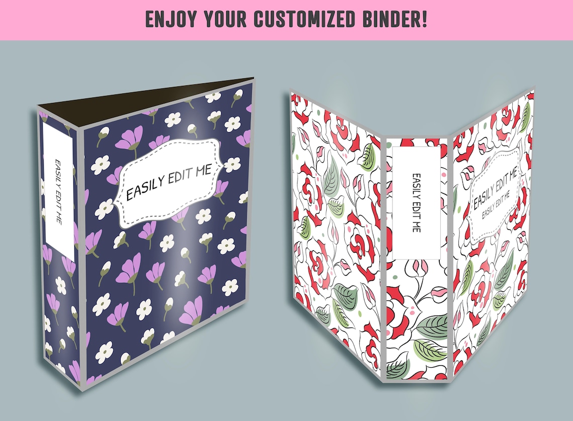 Floral Leaves and Geometric Shapes Binder Cover 10 - Etsy