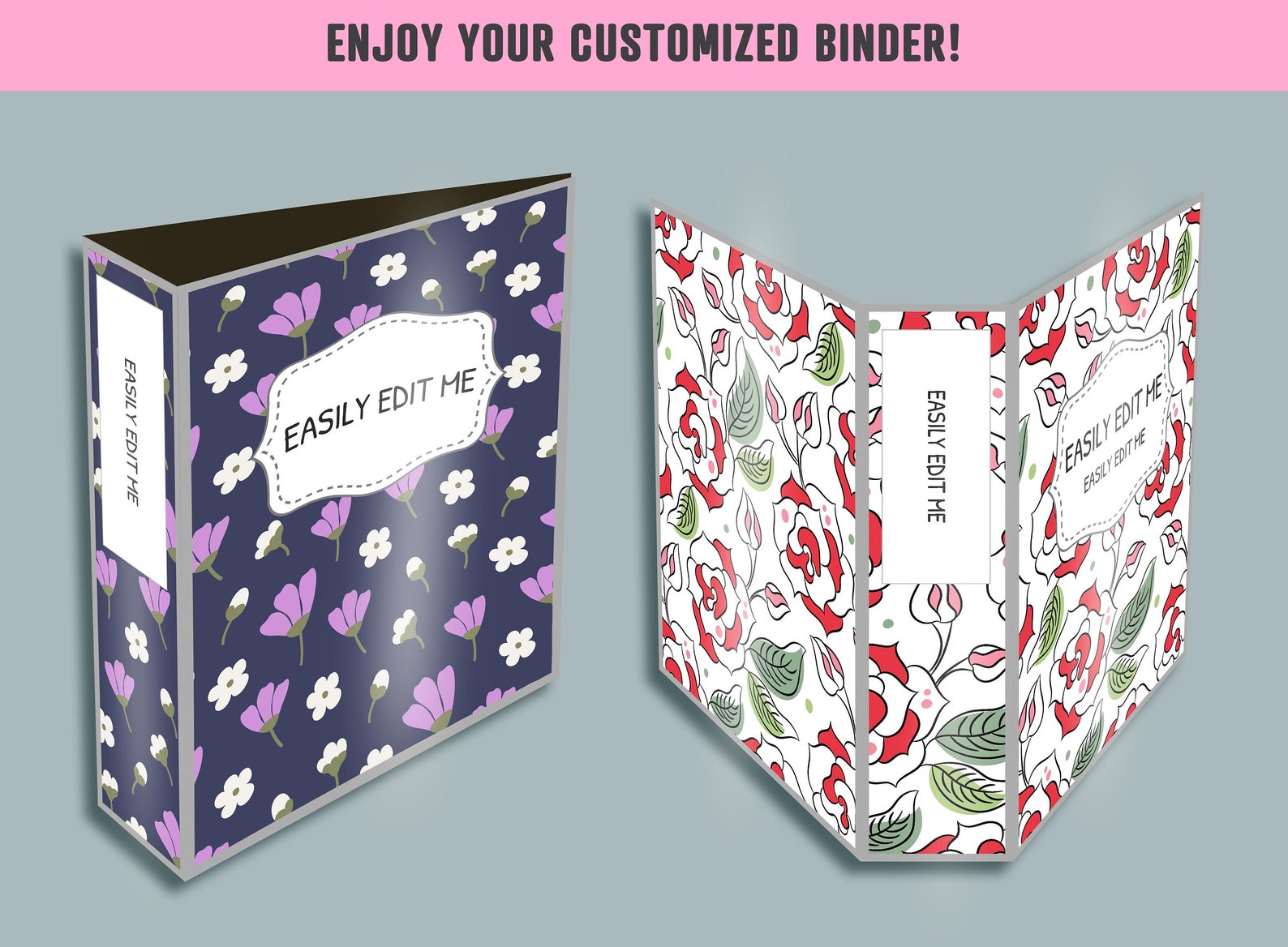 Floral Leaves and Geometric Shapes Binder Cover 10 - Etsy