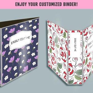 Floral Leaves and Geometric Shapes Binder Cover, 10 Printable/editable ...