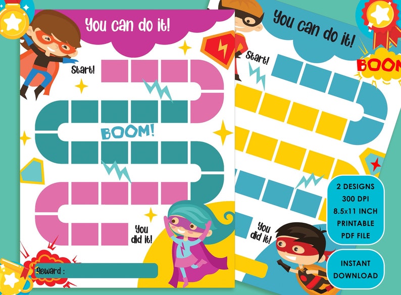 Printable Kids Superhero Reward Chart for Kids, a Way of Guiding ...