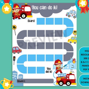 Printable Fire Rescue Reward Chart Fire Truck/firefighter - Etsy