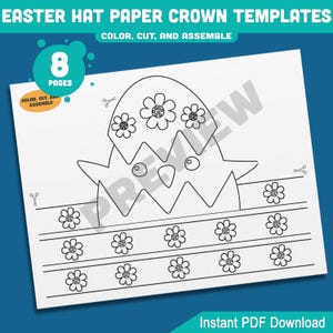 Easter Hat Paper Crown Templates, Printable Headband Craft for Kids ...