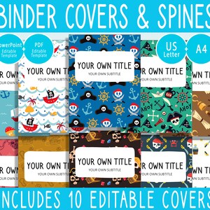 10 Editable Pirate Binder Covers, Includes 1, 1.5, 2" Spines, Available ...